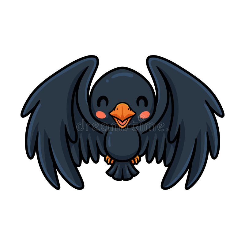 Cute Little Crow Cartoon Flying Stock Vector - Illustration of crow ...