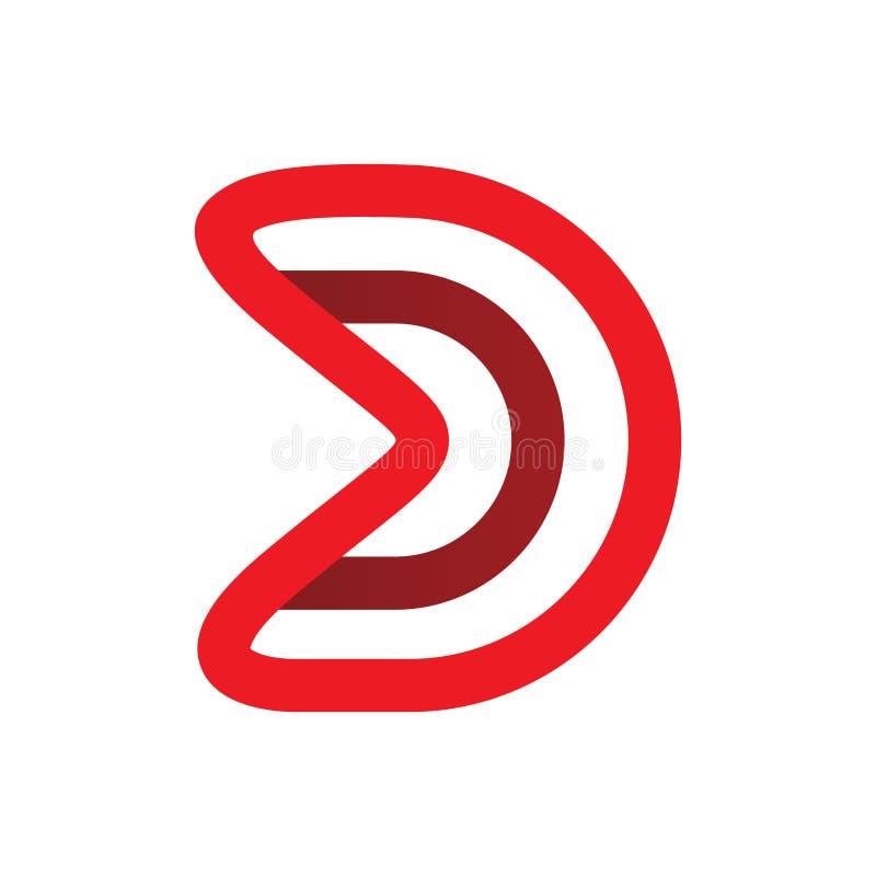 Initial D Letter Red Line Logo Design Stock Vector - Illustration of ...