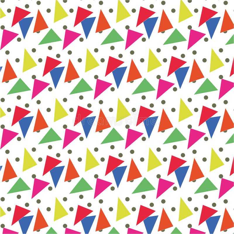 Pattern with Colored Triangles and Dots Stock Illustration ...