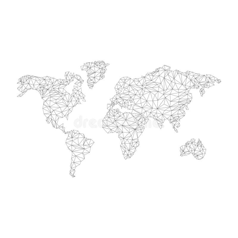 World Map with Connected Triangular Shapes. Continuous Earth Line ...