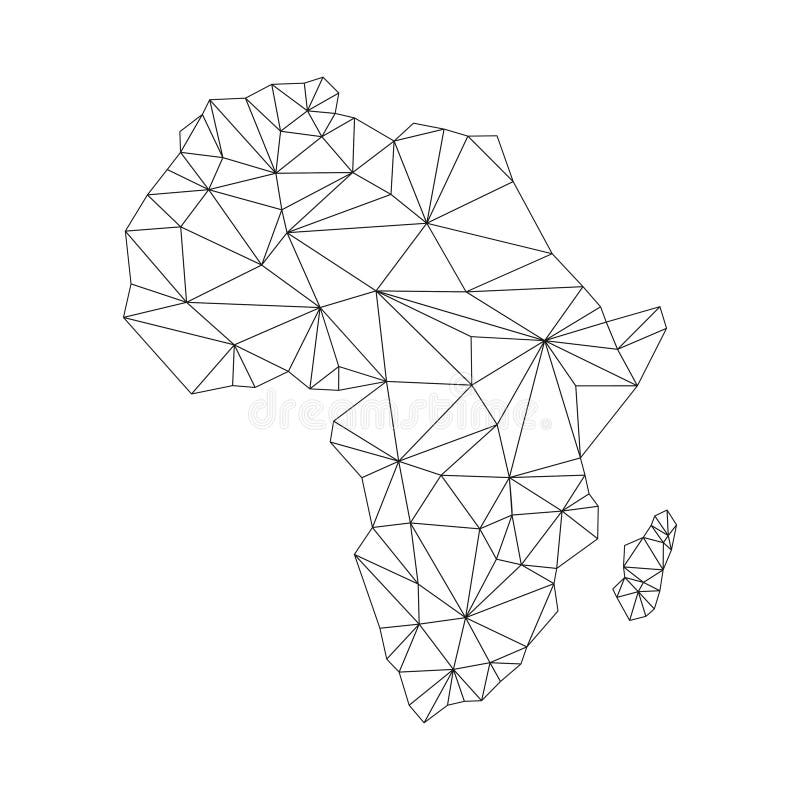 Africa Map with Polygonal Shapes. World Map Linear Continent Stock ...