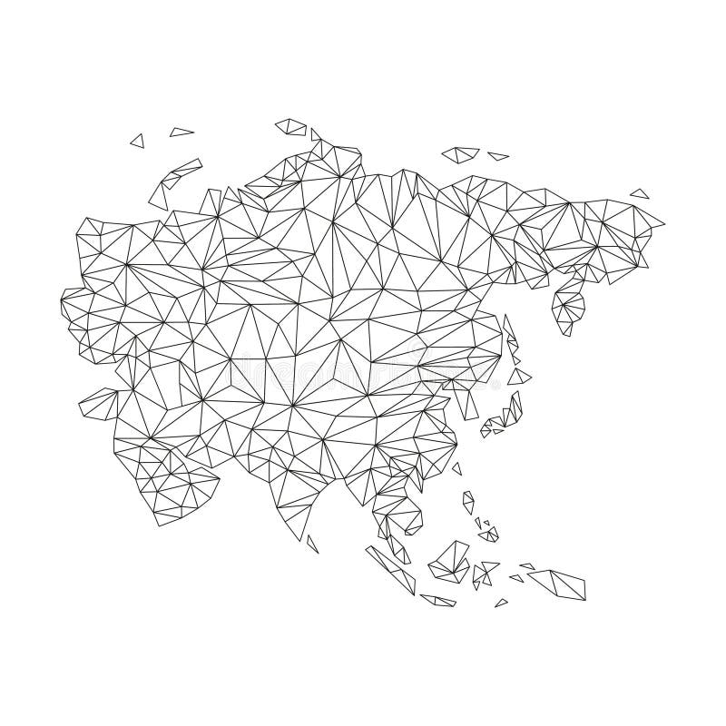 Asia Map with Triangular Shapes. World Map Linear Continent Stock ...