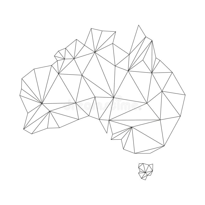 Australia Map with Triangular Shapes. World Map Linear Continent Stock ...