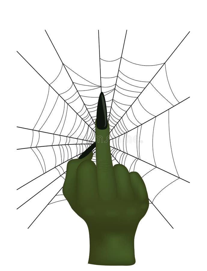Female Witch Middle Finger Hand and Spider Web Stock Vector ...