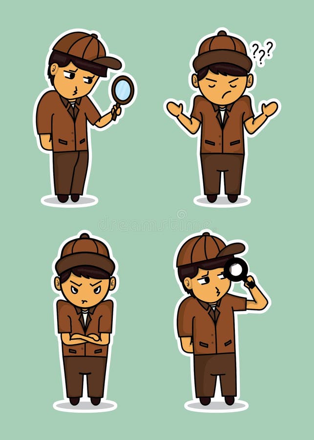 Illustration Vector Graphic of Detective Sticker Cartoon Characters ...