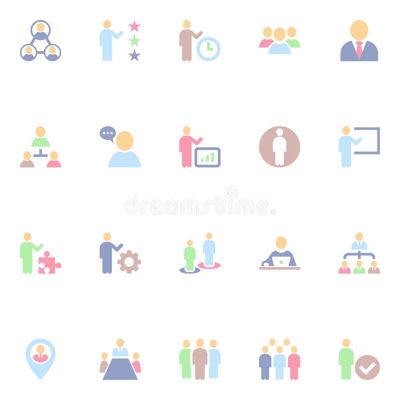 Flat Color Icons for Human Resources. Stock Vector - Illustration of ...