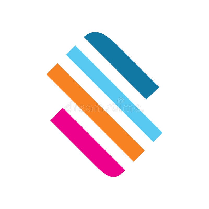 Full Color Strip Line Initial S Letter Logo Design Stock Vector ...
