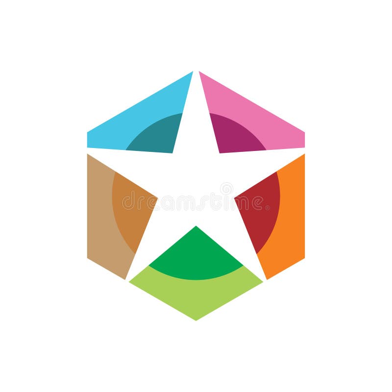 Hexagon Full Color Star Shape Logo Design Stock Vector - Illustration ...