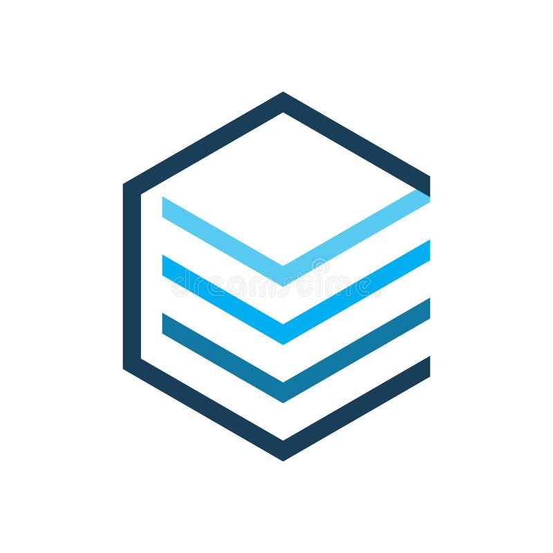 3d Cube Color Line Data Stack Logo Design Stock Vector - Illustration ...