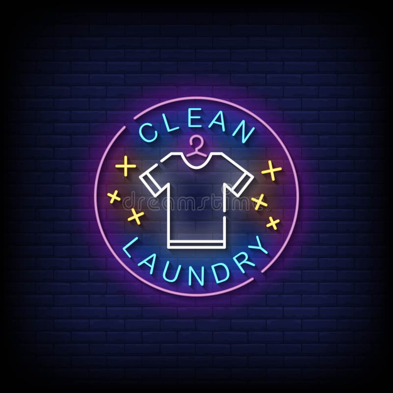 Clean Laundry Neon Signs Style Text Vector Stock Vector - Illustration ...