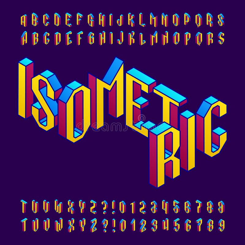 Isometric Alphabet Font. 3D Colorful Letters and Numbers Stock Vector ...