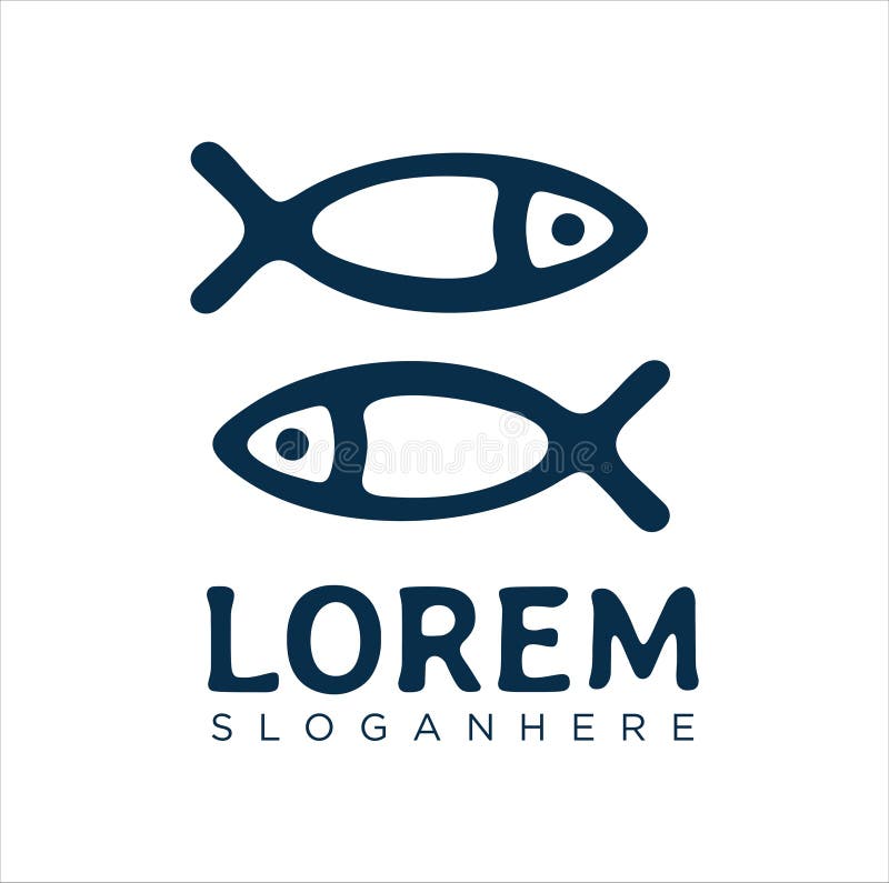 Abstract Twin Double Fish Logo Line Art Template. Simple Fish Design ...