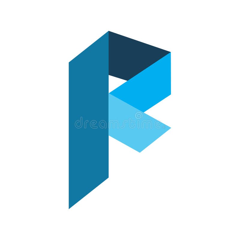 Initial R Letter Blue Ribbon Color Shape Logo Design Stock Vector ...