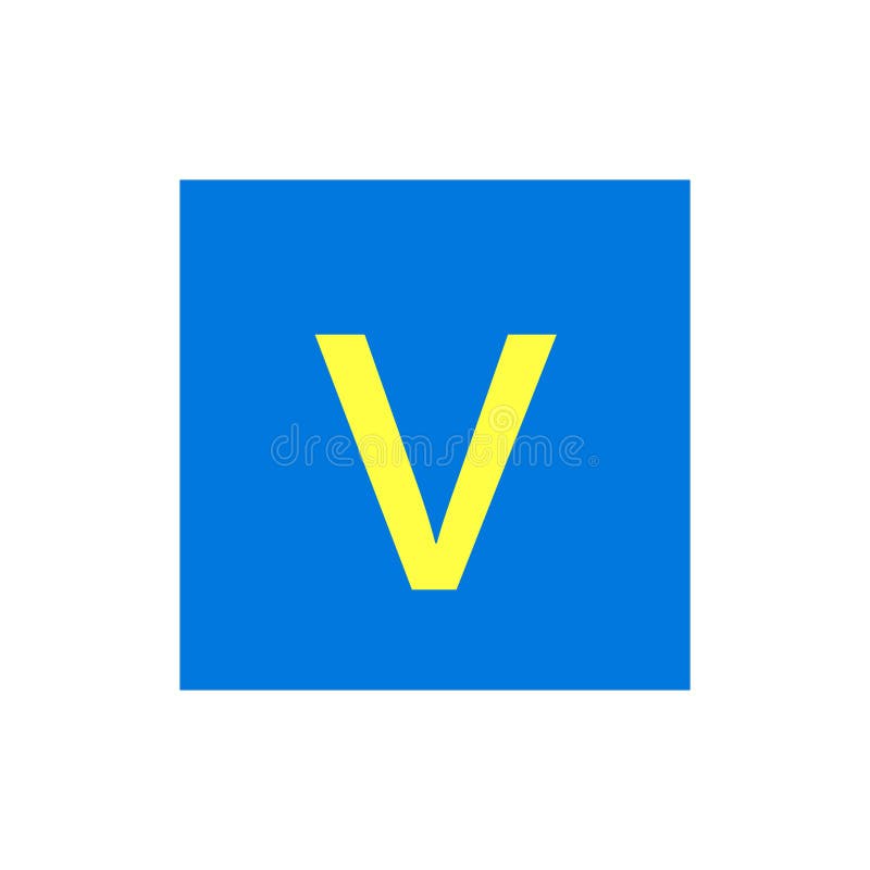 Letter V in blue color box stock vector. Illustration of alphabet ...