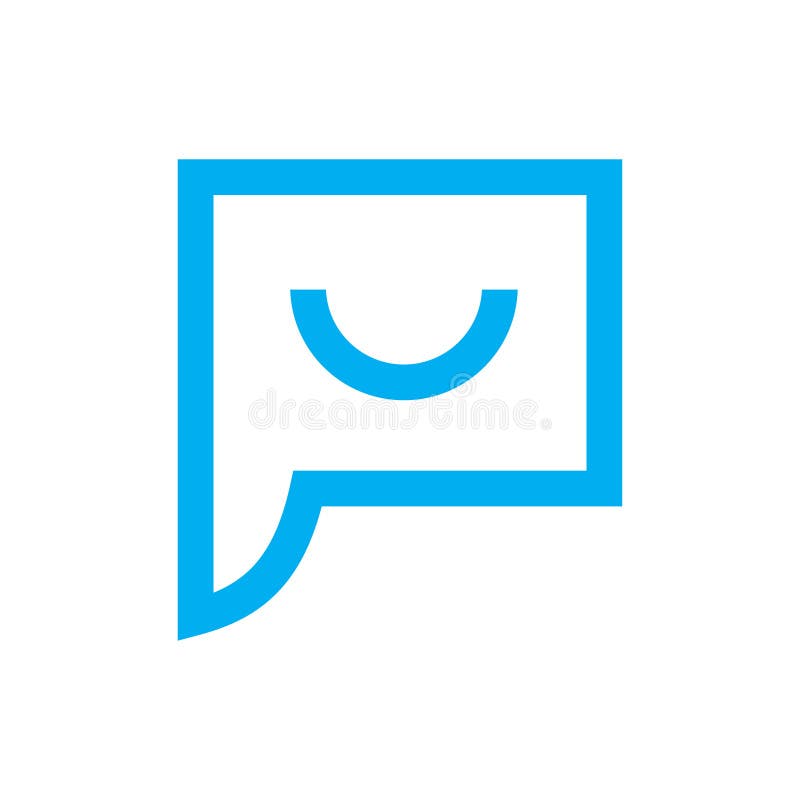 Happy Smile Blue Square Chat Color Line Logo Design Stock Vector ...
