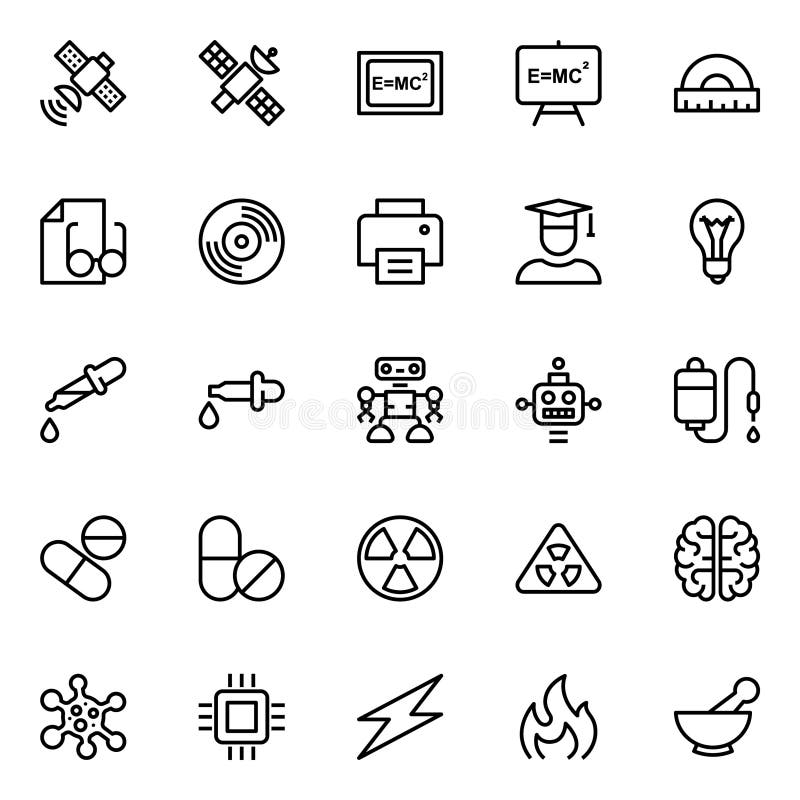 Outline icons for science. stock illustration. Illustration of compact ...