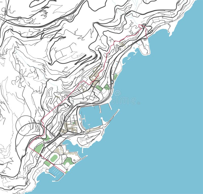 Colorful Monaco Vector City Map. Stock Vector - Illustration of beach ...