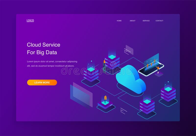 Cloud Services 3D Isometric Concept Stock Vector - Illustration of ...