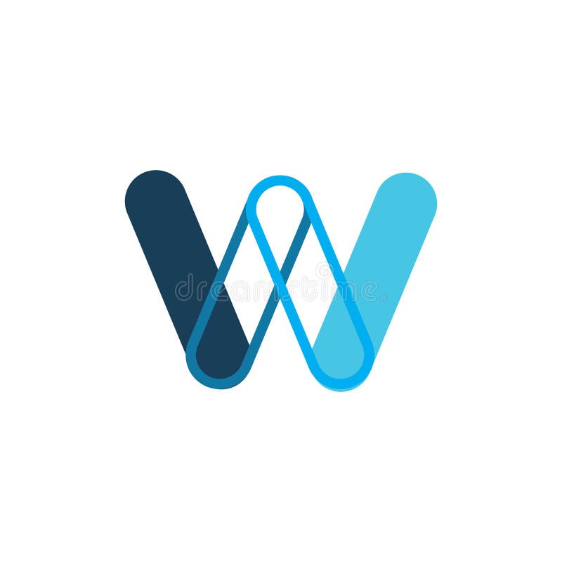 Blue Color Line Initial W Letter Logo Design Stock Vector ...