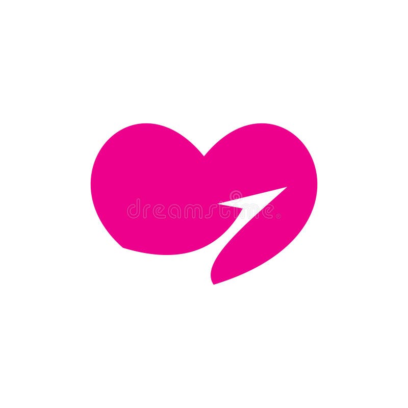 Pink Love Heart Arrow Aero Plane Logo Design Stock Vector ...