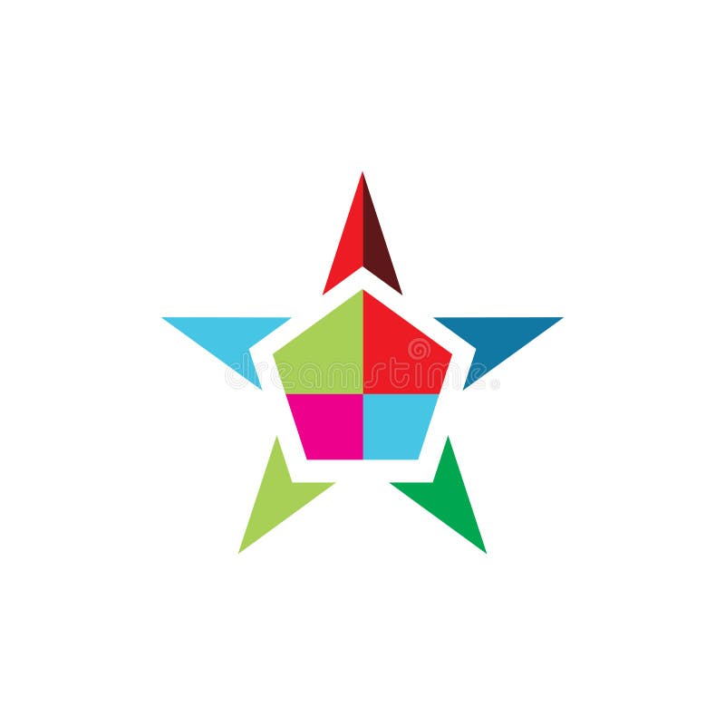 Full Color Star Polygon Shape Logo Design Stock Vector - Illustration ...