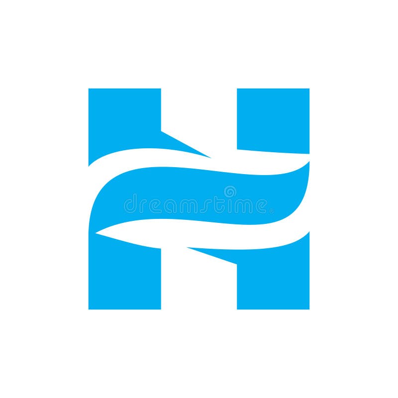 Initial H Letter Blue Wave Color Shape Logo Design Stock Vector ...
