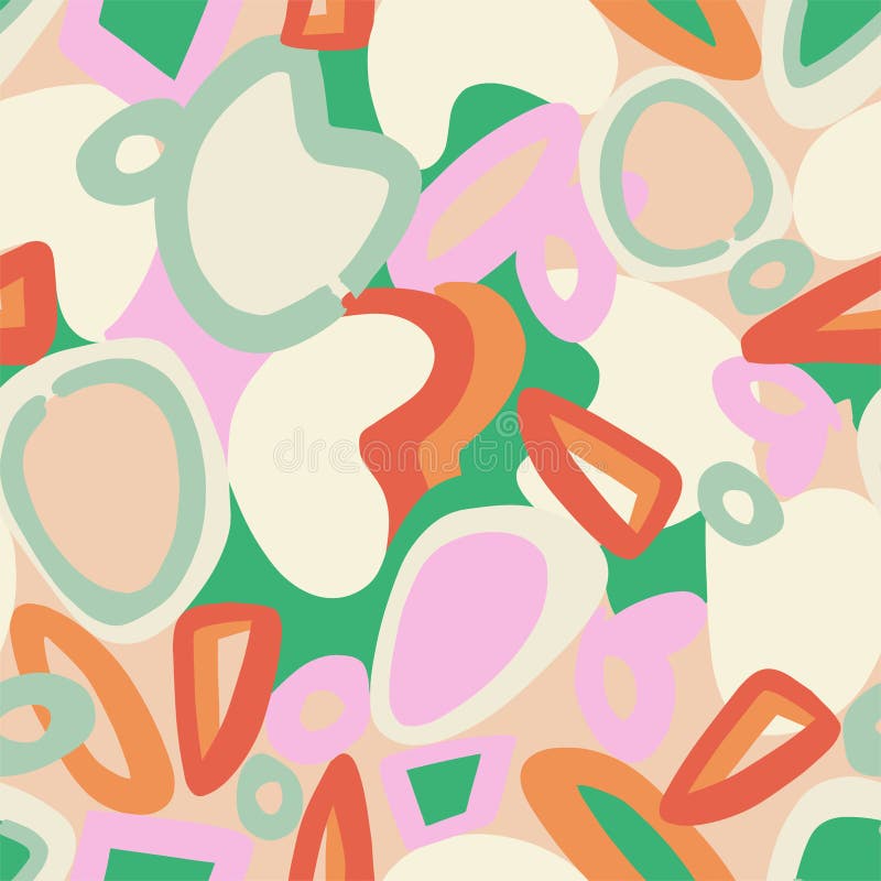 Vector Hand-drawn Abstract Shapes Collage Illustration Motif Seamless ...