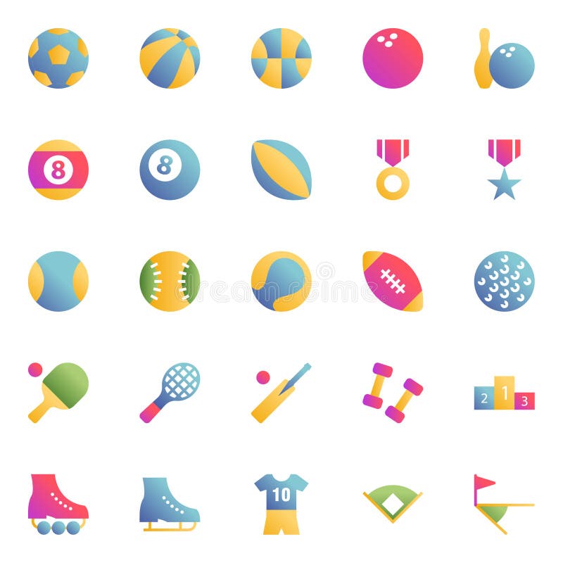Gradient Color Icons for Sports. Stock Illustration - Illustration of ...