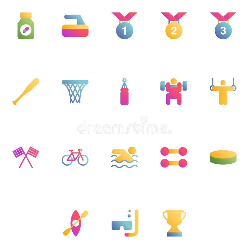 Gradient Color Icons for Sports. Stock Illustration - Illustration of ...
