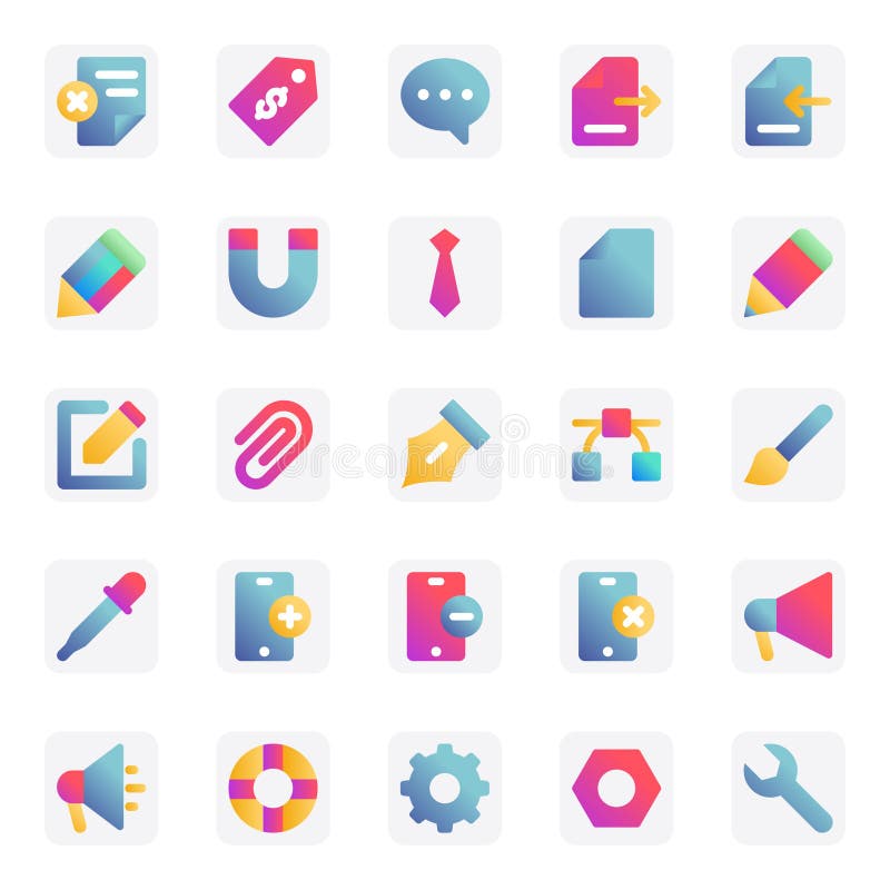 Gradient Color Icons for Universal Web & Mobile. Stock Vector ...