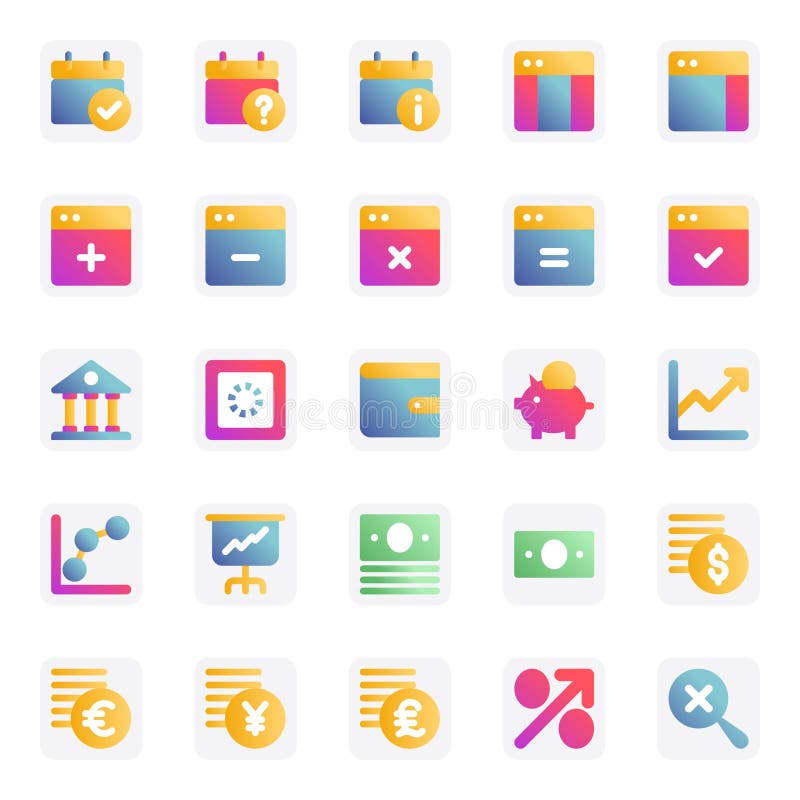 Gradient Color Icons for Universal Web & Mobile. Stock Vector ...