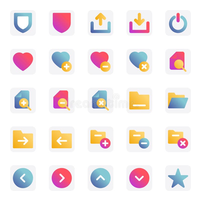 Gradient Color Icons for Universal Web & Mobile. Stock Vector ...