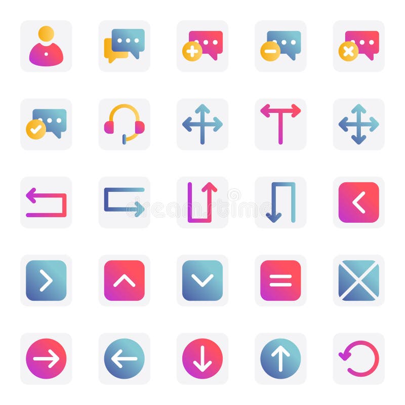 Gradient Color Icons for Universal Web & Mobile. Stock Vector ...