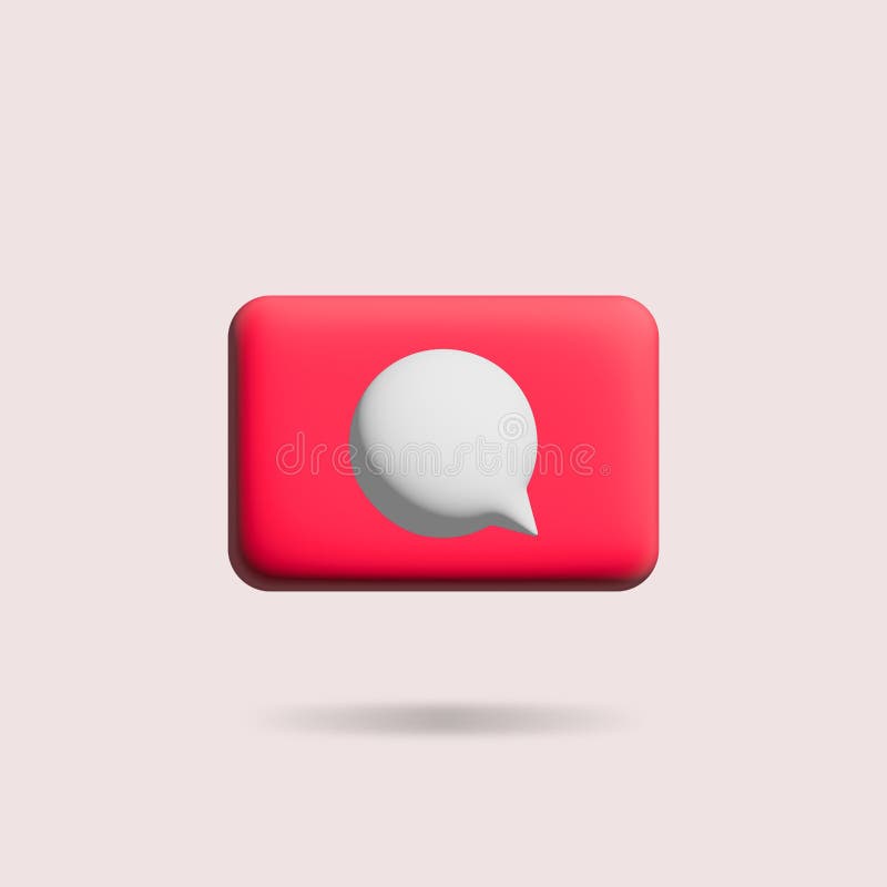 3D Render Comment Icon on Social Media Stock Vector - Illustration of ...