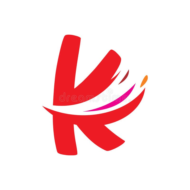 Initial K Letter Red Art Shape Color Logo Design Stock Vector ...