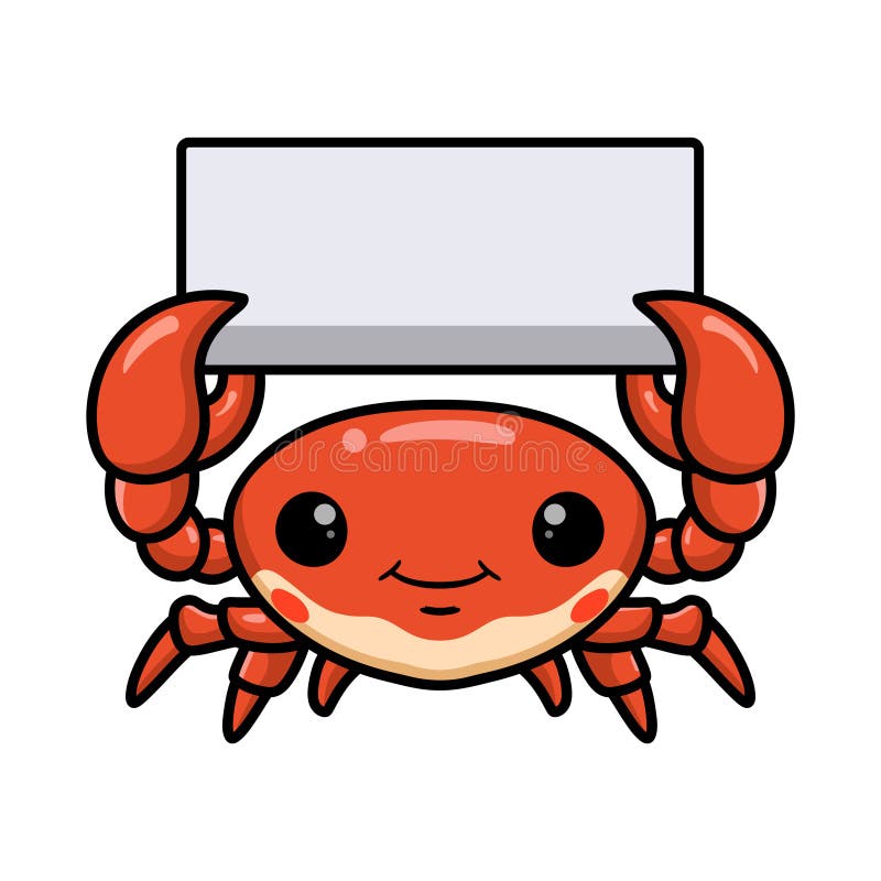 Cute Little Orange Crab Cartoon with Blank Sign Stock Vector ...