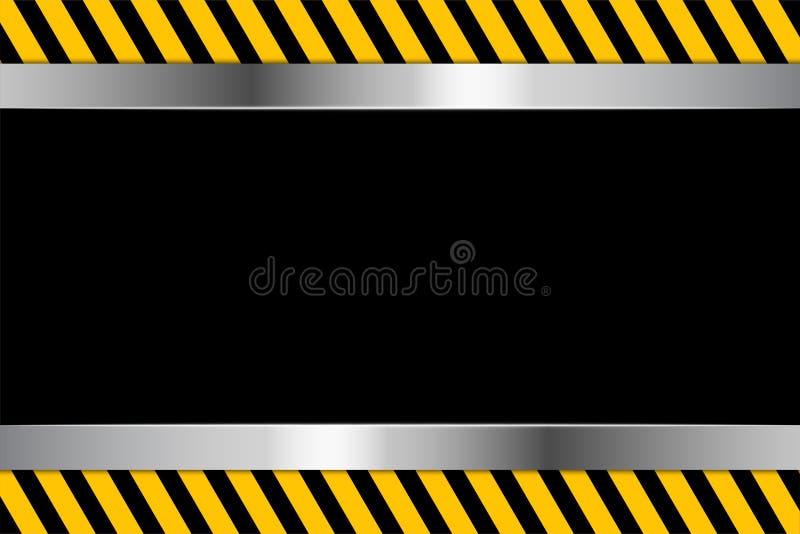 Yellow Caution Stripe Background with Steel Shape Stock Vector ...