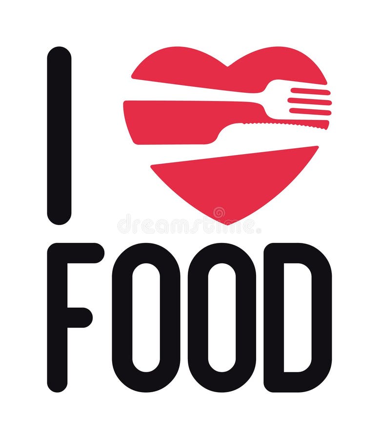 I Love Food Merch Decoration with Heart Stock Vector - Illustration of ...