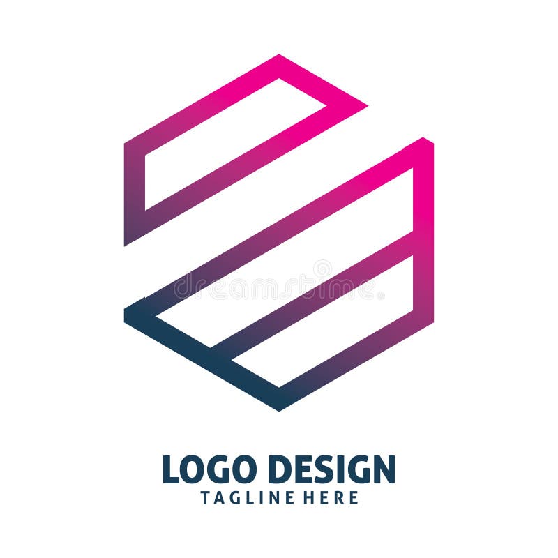 Hexagon Color Line Logo Design Stock Illustration - Illustration of ...