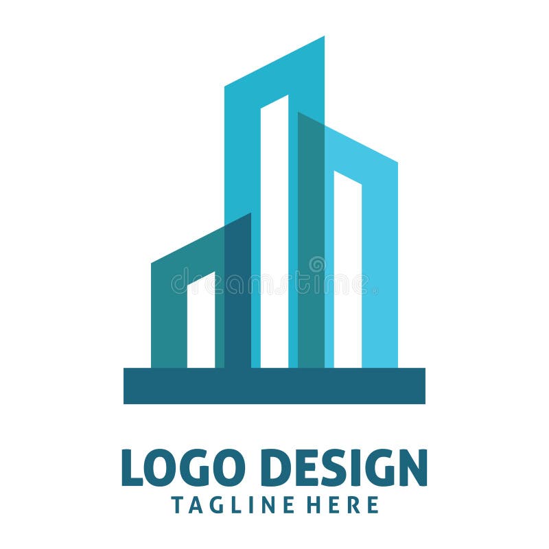 Blue Color Modern Building Tower Logo Design Stock Illustration ...