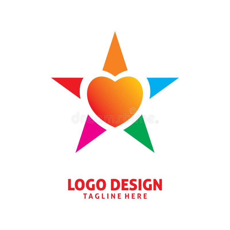 Full Color Star Love Heart Logo Design Stock Illustration ...