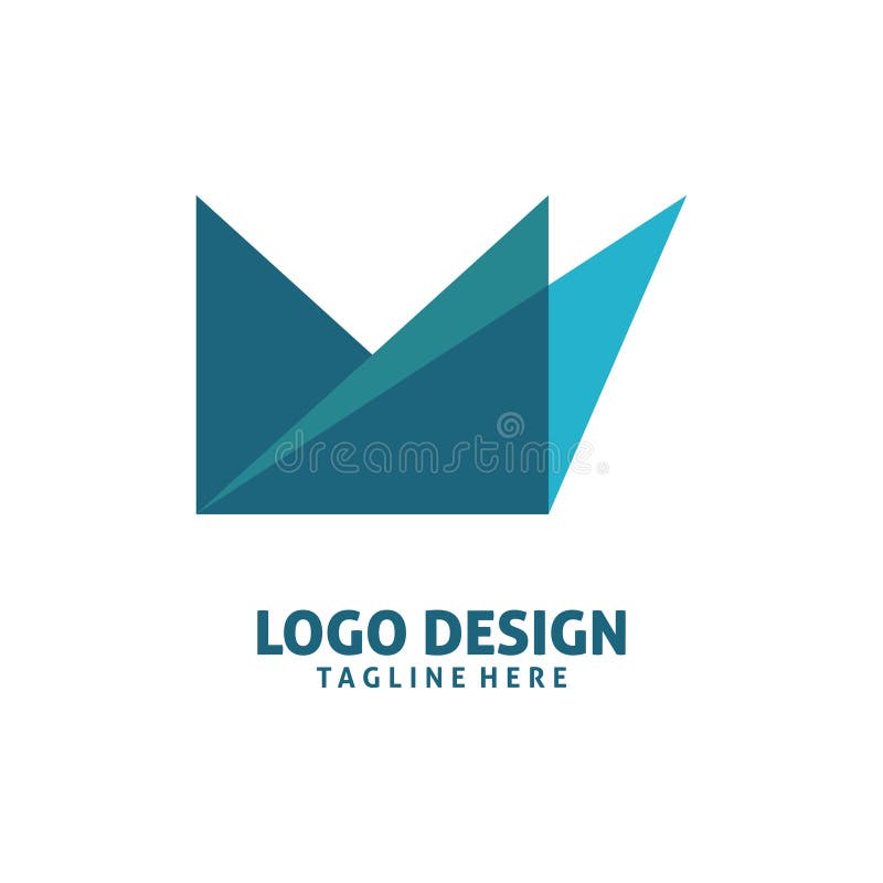 Blue M Letter Triangle Geometry Logo Design Stock Illustration ...