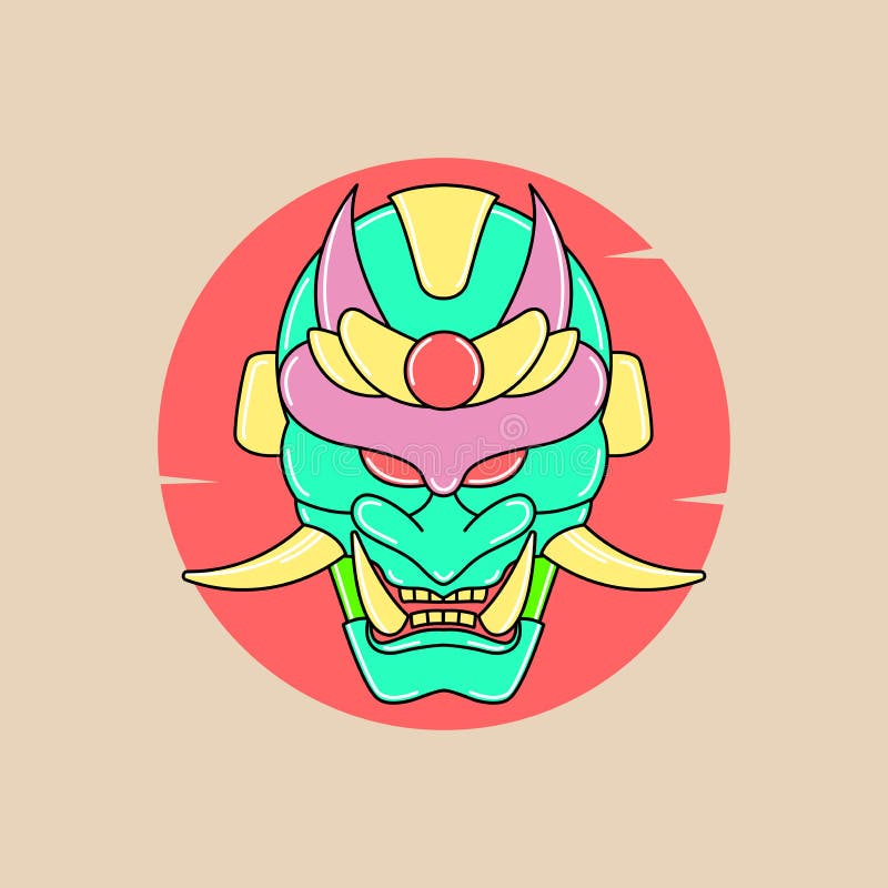 Colorful oni mask stock vector. Illustration of design - 240405767
