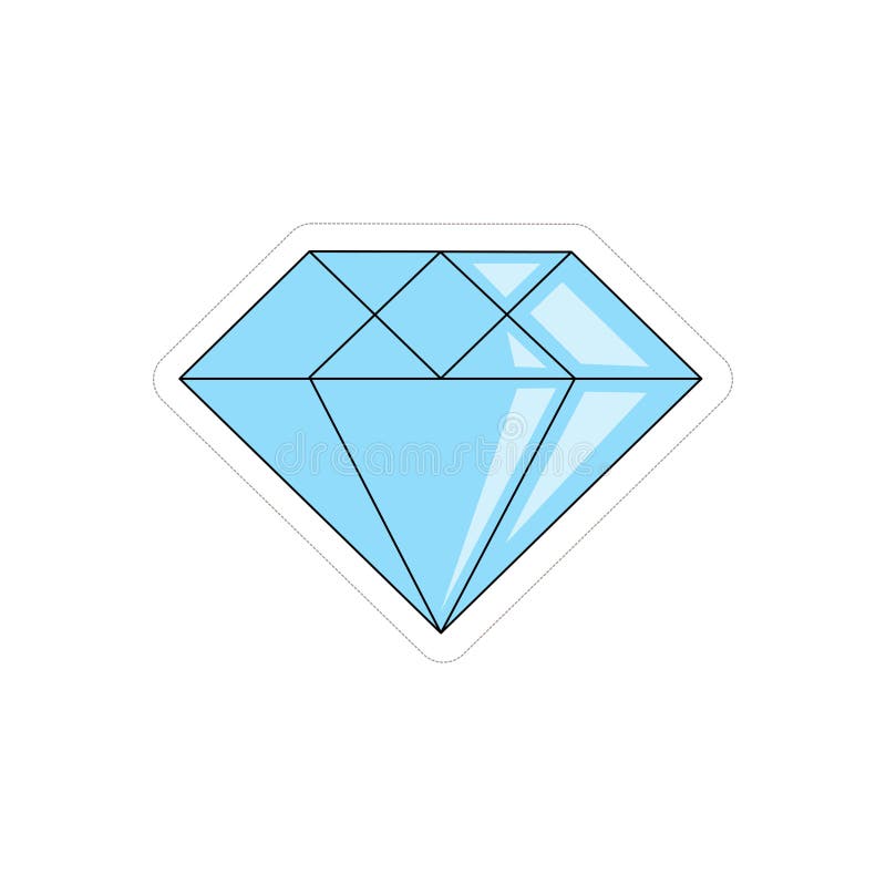 Diamond Sticker Illustration in Glossy Light Blue Color Stock Vector ...