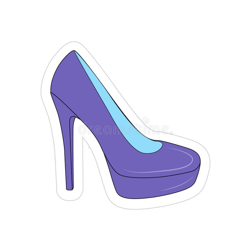 Illustration of Women S Shoe Stickers- Heals Cute Light Blue Stock ...