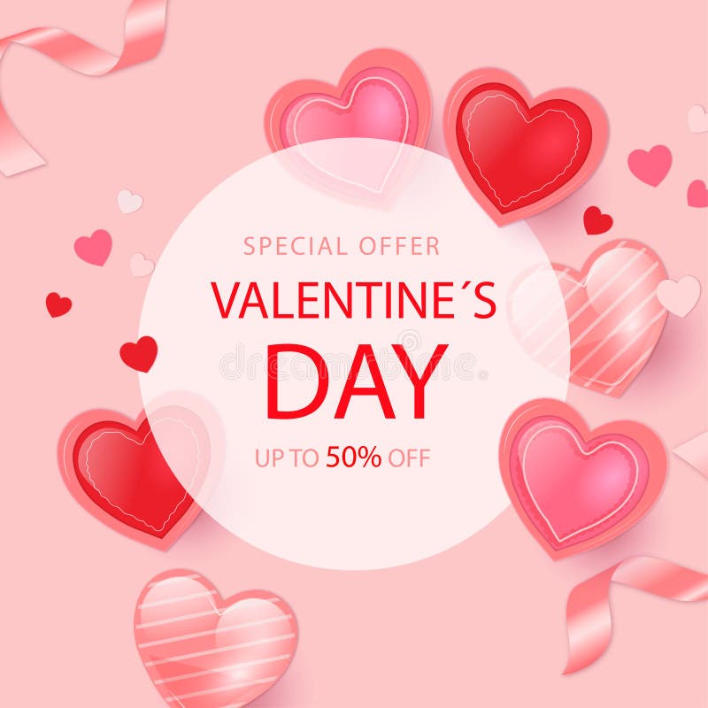 Valentine S Day Sale Promo Paper Style 001 Stock Vector - Illustration ...