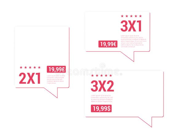 2x1, 3x1, 3x2 Price Tags stock vector. Illustration of render - 240423757