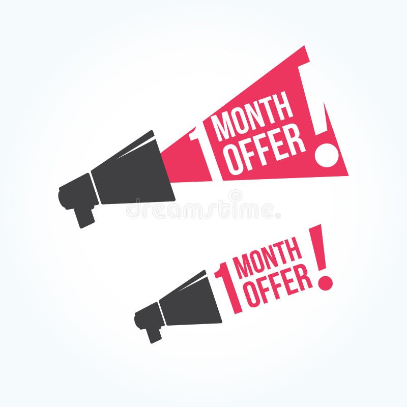 1 Month Offer Megaphone Icon Stock Vector - Illustration of icon, white ...