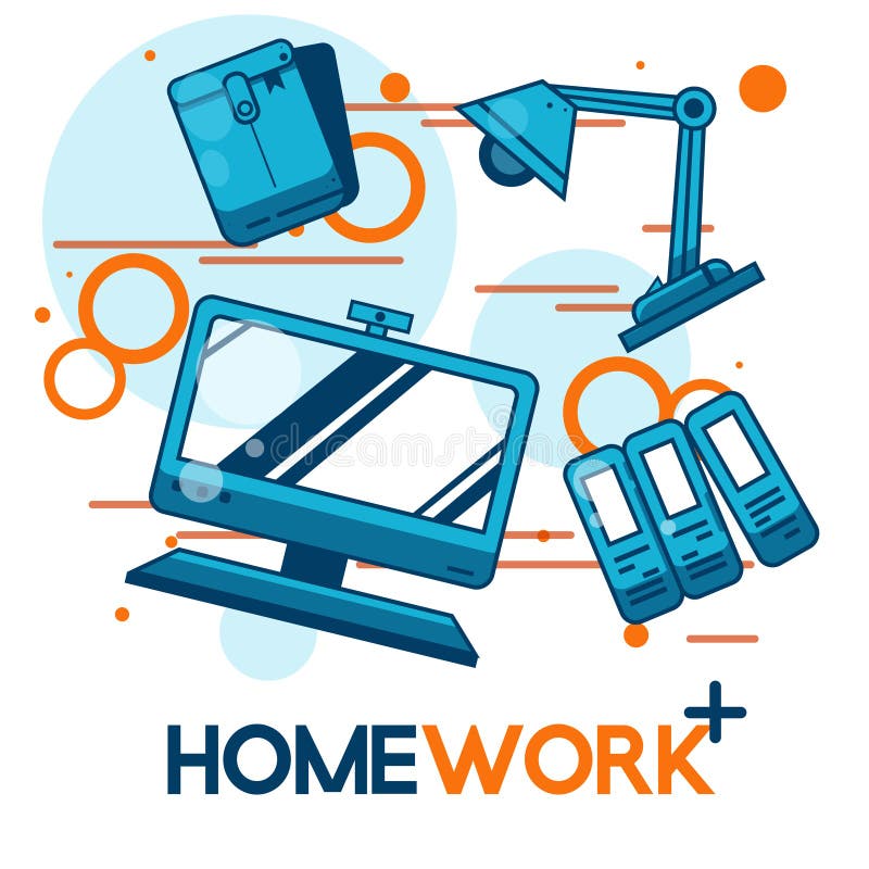 Everyday Objects Homework Icons Set Stock Vector - Illustration of ...