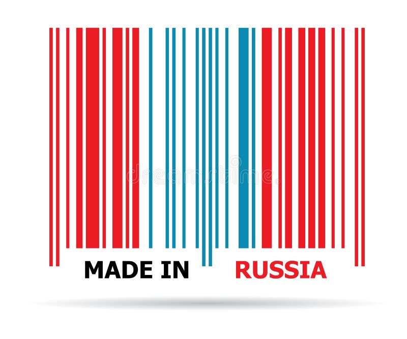 Made in Russia with Barcode on White Stock Illustration - Illustration ...